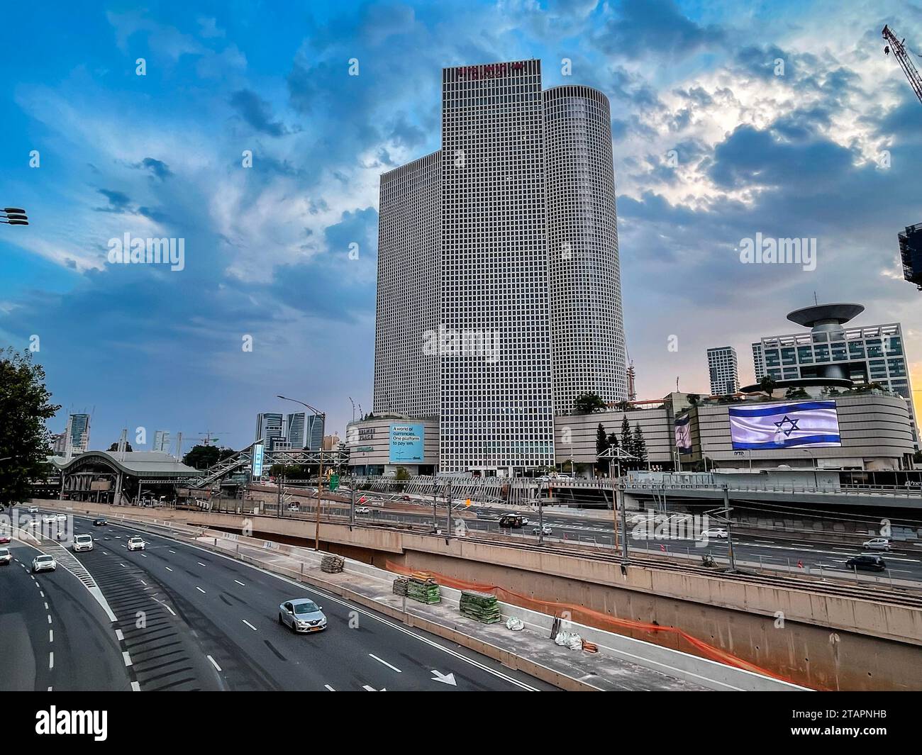 Tel Aviv, Israel - October 9, 2023 - Modern exterior facade of Azrieli ...
