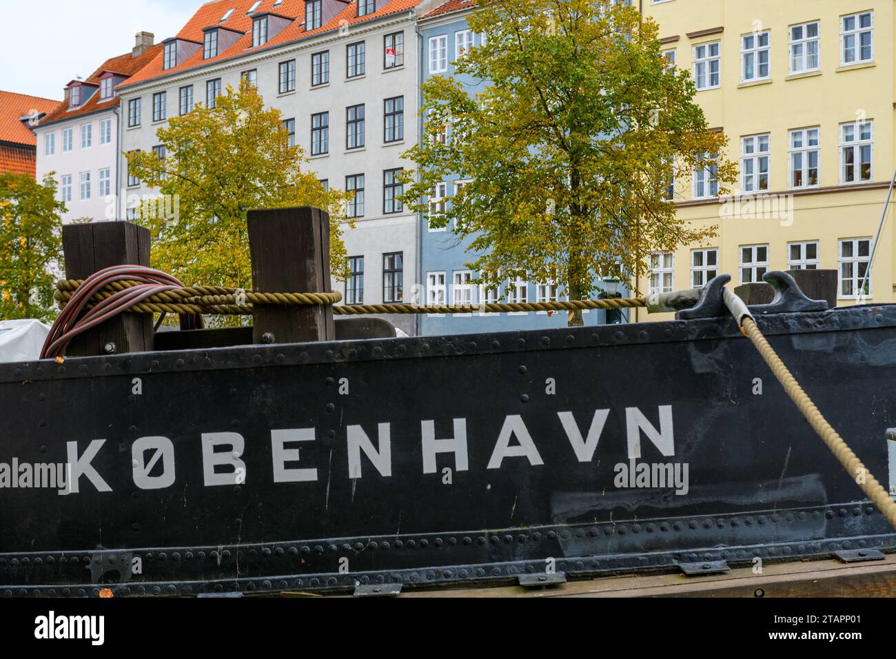 Copenhagen, Denmark: Ship with Label of Copenhagen (Danish: Kobenhavn ...