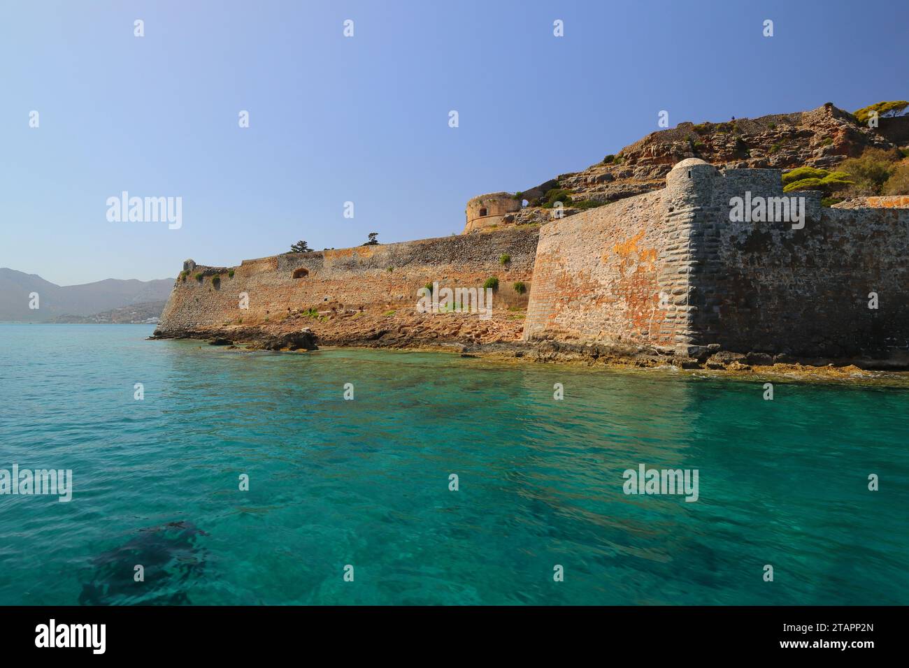 View of the Fortess Walls on Spinalonga Island, Crete, Greece, Europe ...