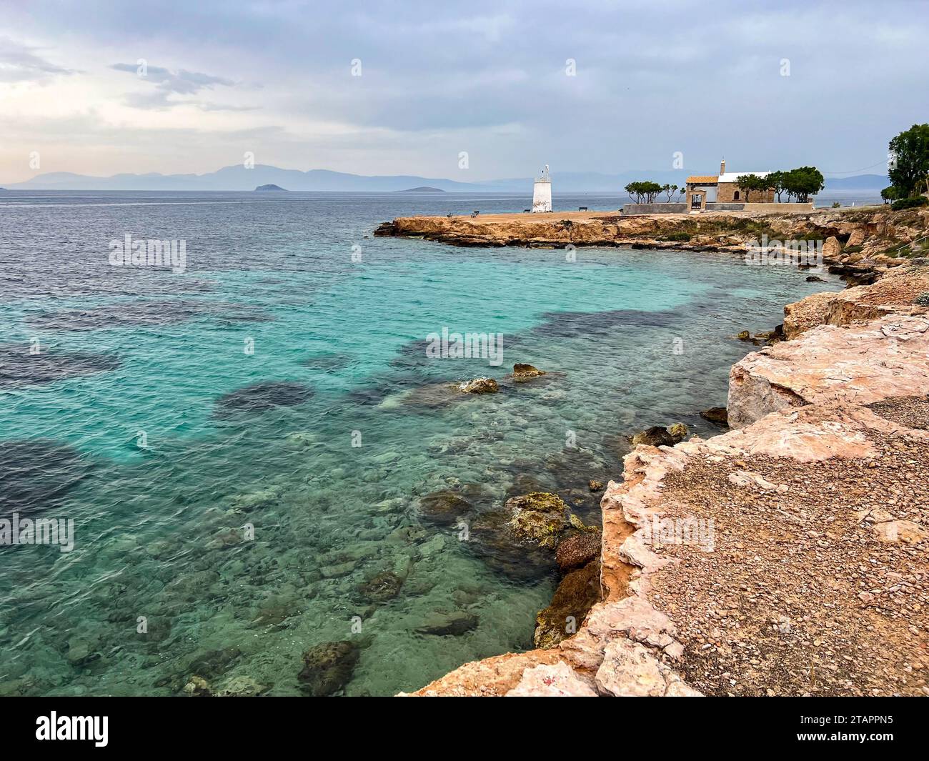 Coastal Lighthouse, Aegina, Saronic Islands, Saronic Gulf, Greece Stock ...