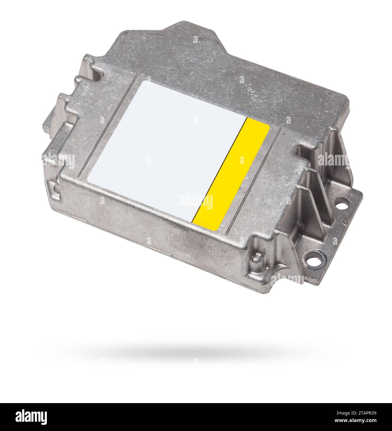 car engine control unit with metal elements on a white isolated ...