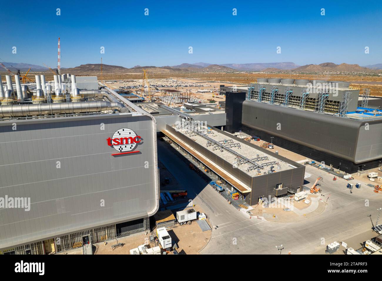 An aerial view of the Taiwan Semiconductors Mega Factory construction ...
