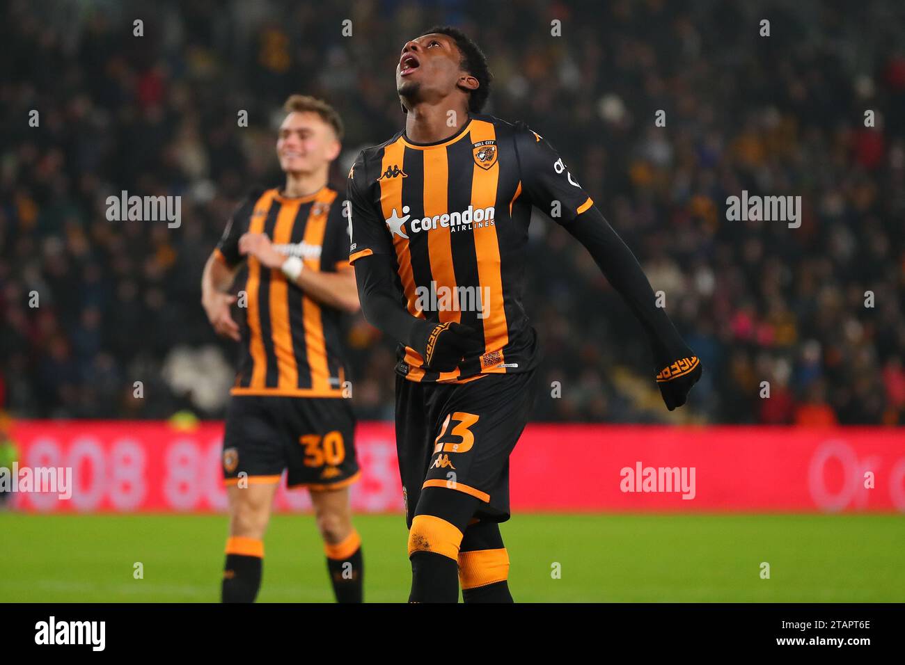 Jaden Philogene of Hull City reacts during the Sky Bet Championship ...
