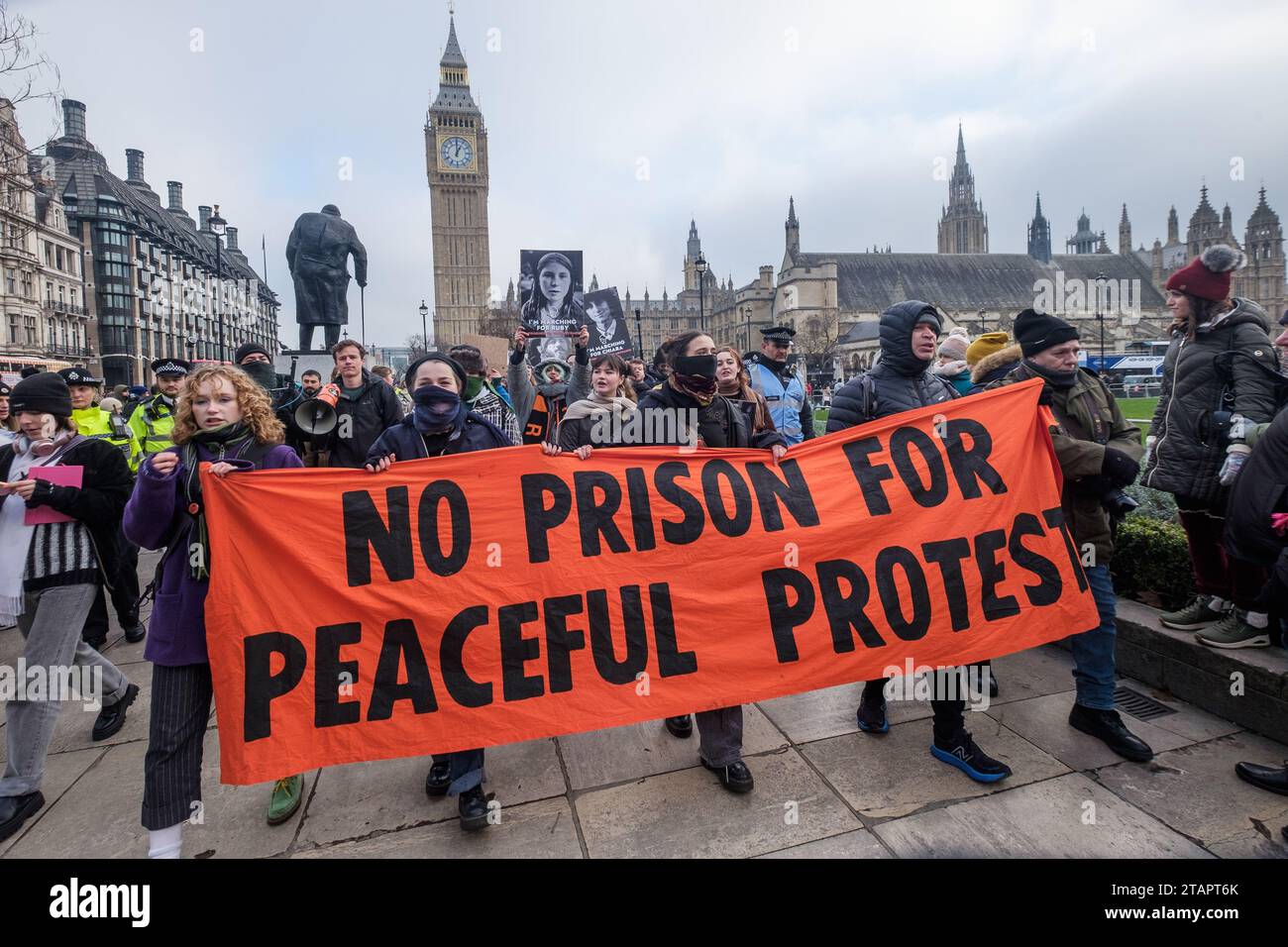 London, UK. 2 Dec 2023. In Parliament Square. Just Stop Oil met at New ...