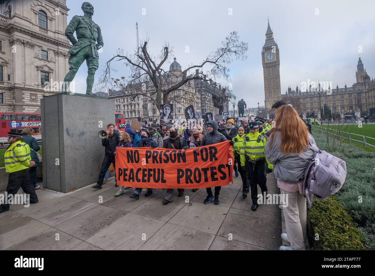London, UK. 2 Dec 2023. In Parliament Square.Just Stop Oil met at New ...