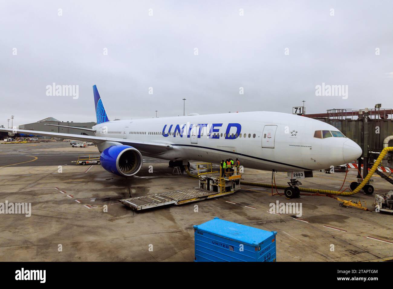 30 October 2023 Newark NJ USA. Passenger aircraft United Airlines ...