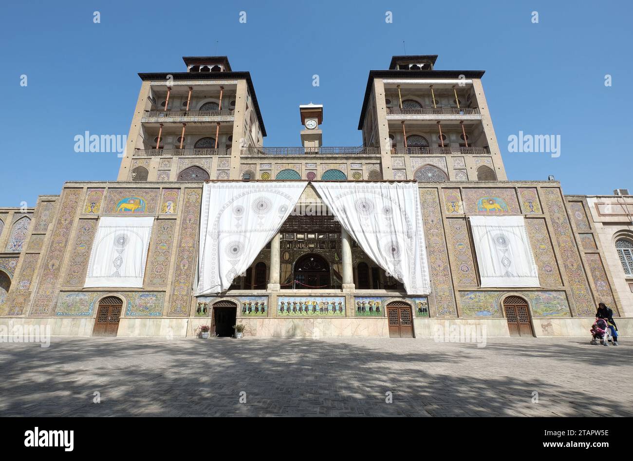 Low angle view of the Golestan Palace in Tehran city, Iran. Also known ...