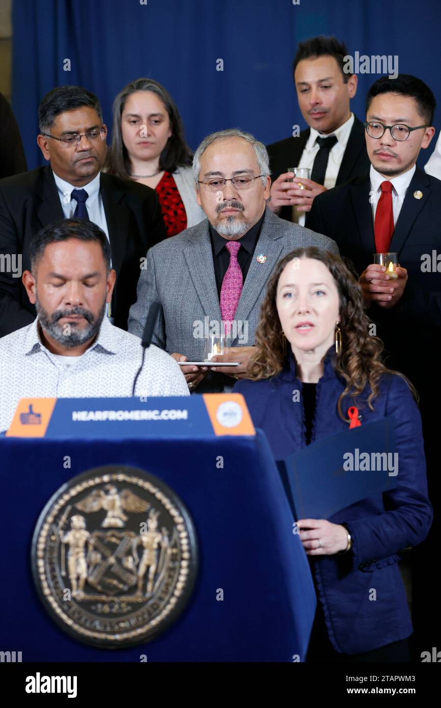 New York, USA, December 01, 2023 - Mayor Eric Adams, GMHC members along ...