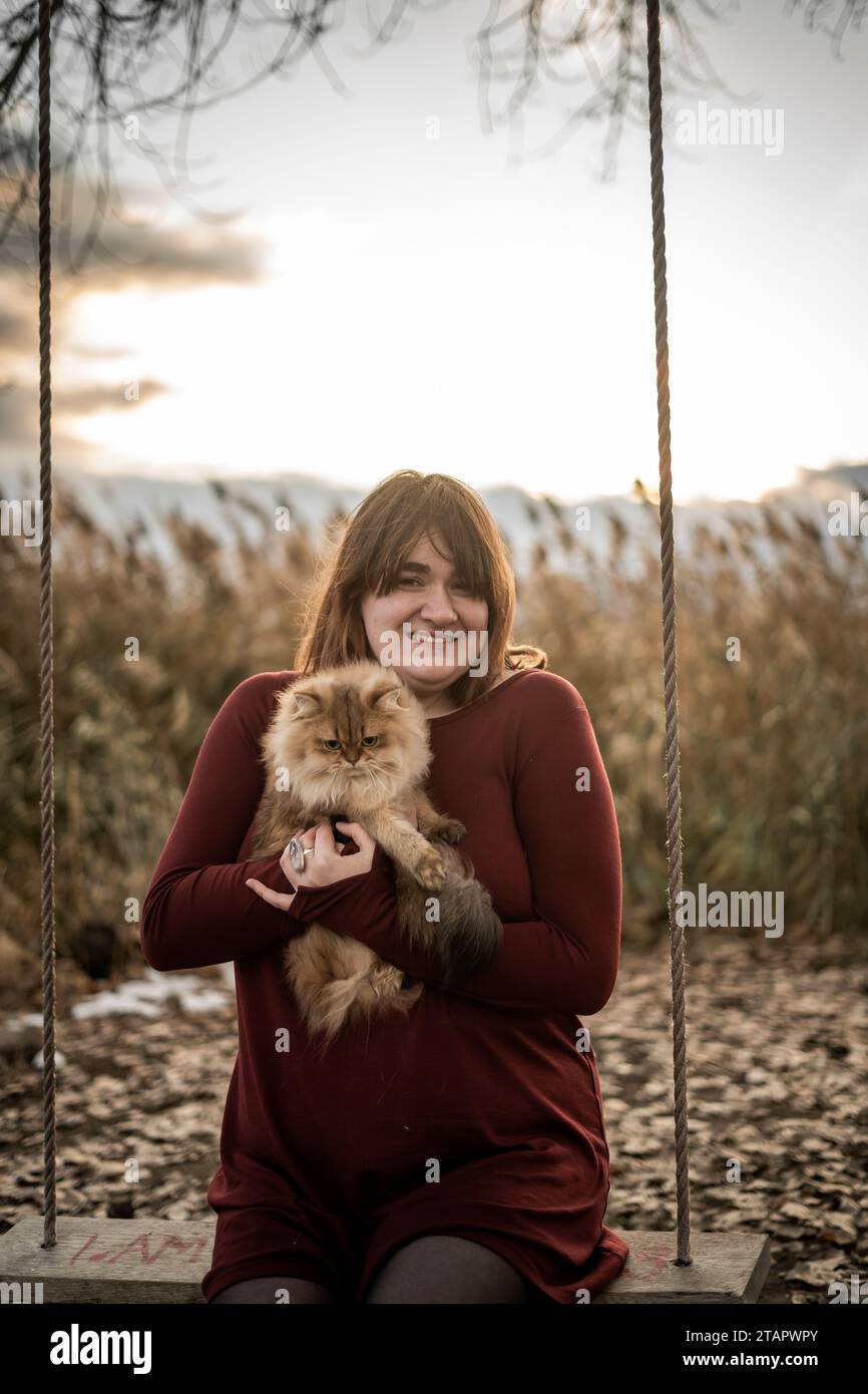 Gorgeous Setting Outside Portrait Pretty Female Brown Hair with ...