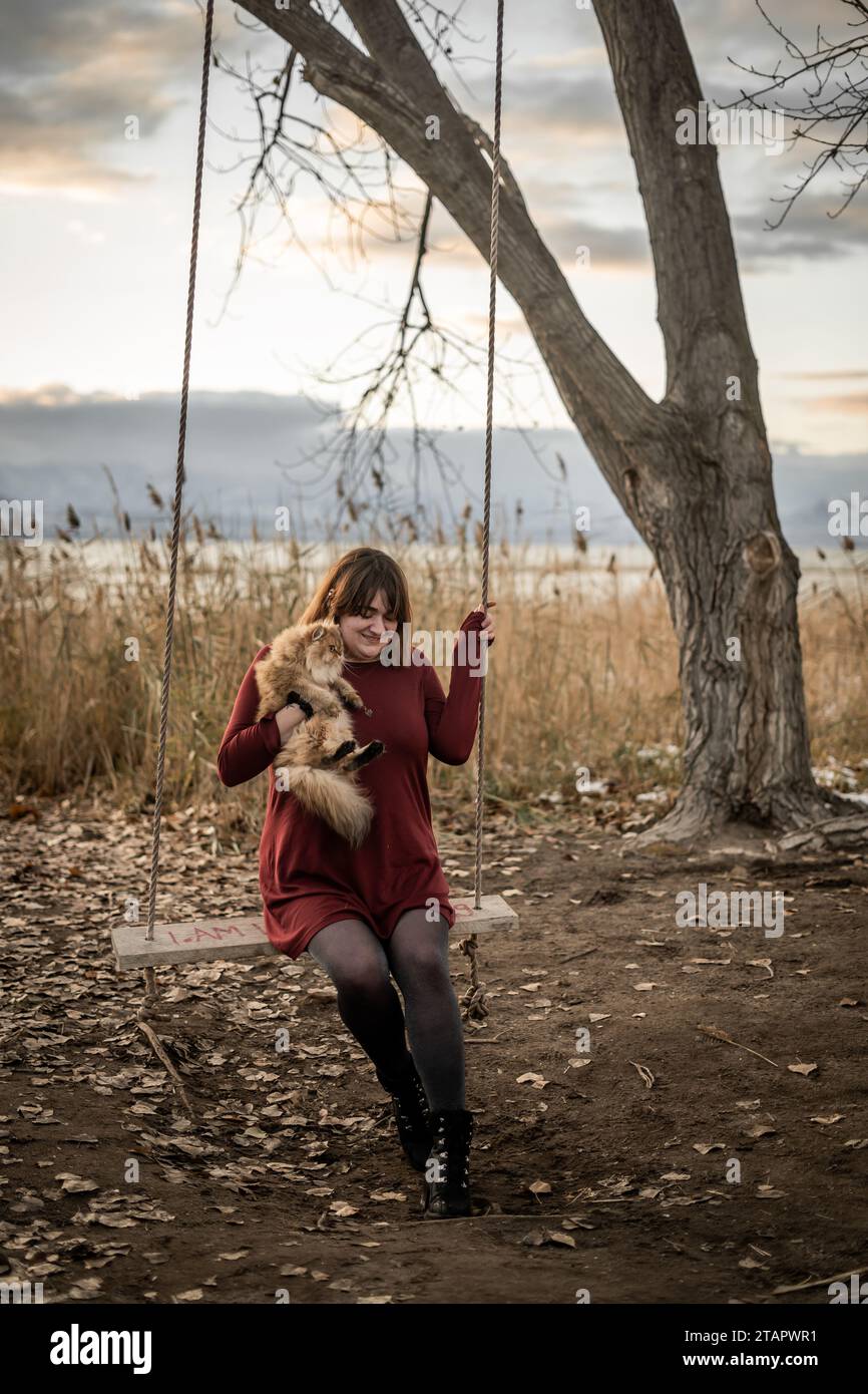 Gorgeous Setting Outside Portrait Pretty Female Brown Hair with ...