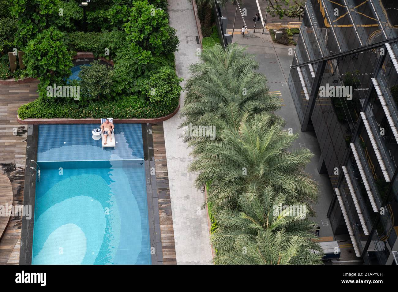 01.08.2023, Singapore, Republic of Singapore, Asia - View from the Green Oasis observation deck ...