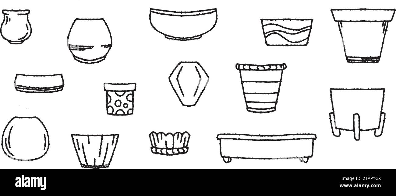 Doodle set of plant pots, sketch vector illustration Stock Vector Image ...