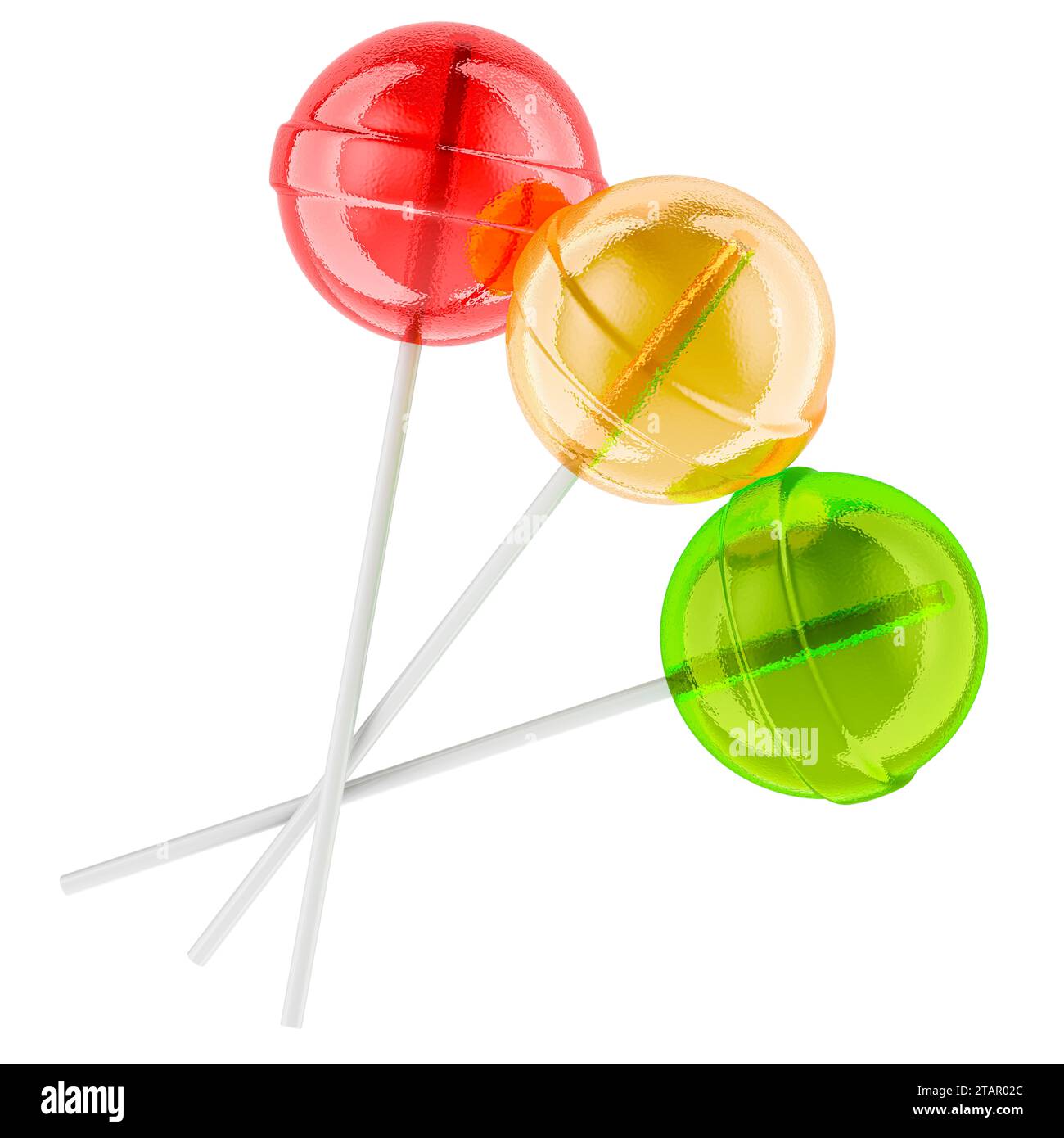 Set of colored lollipops, 3D rendering isolated on white background ...