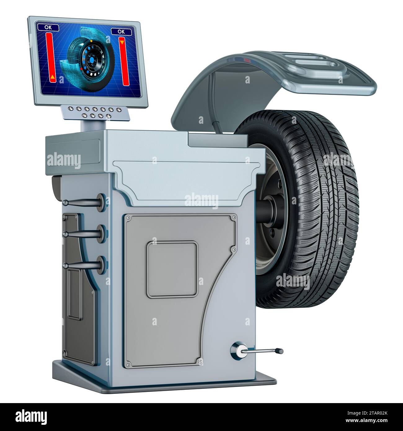 Wheel Balancing Machine, 3D rendering isolated on white background ...