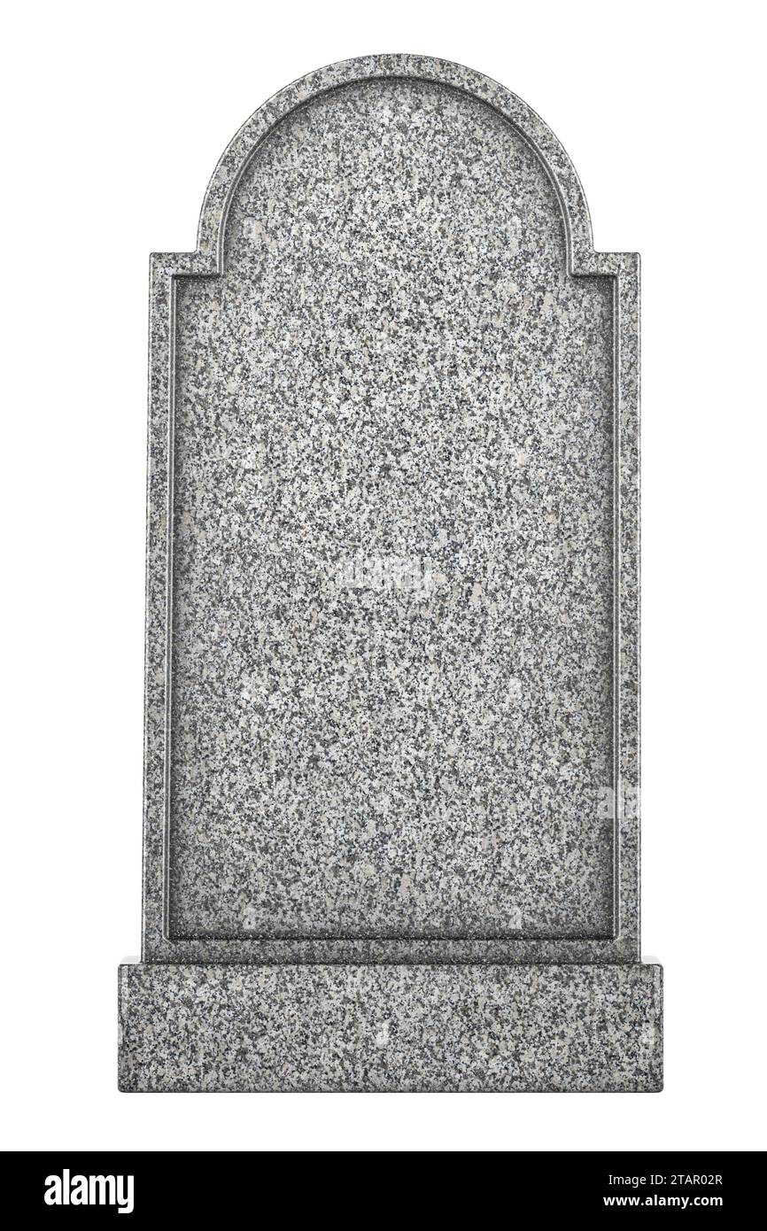 Tombstone, front view. Gravestone, headstone. 3D rendering isolated on ...