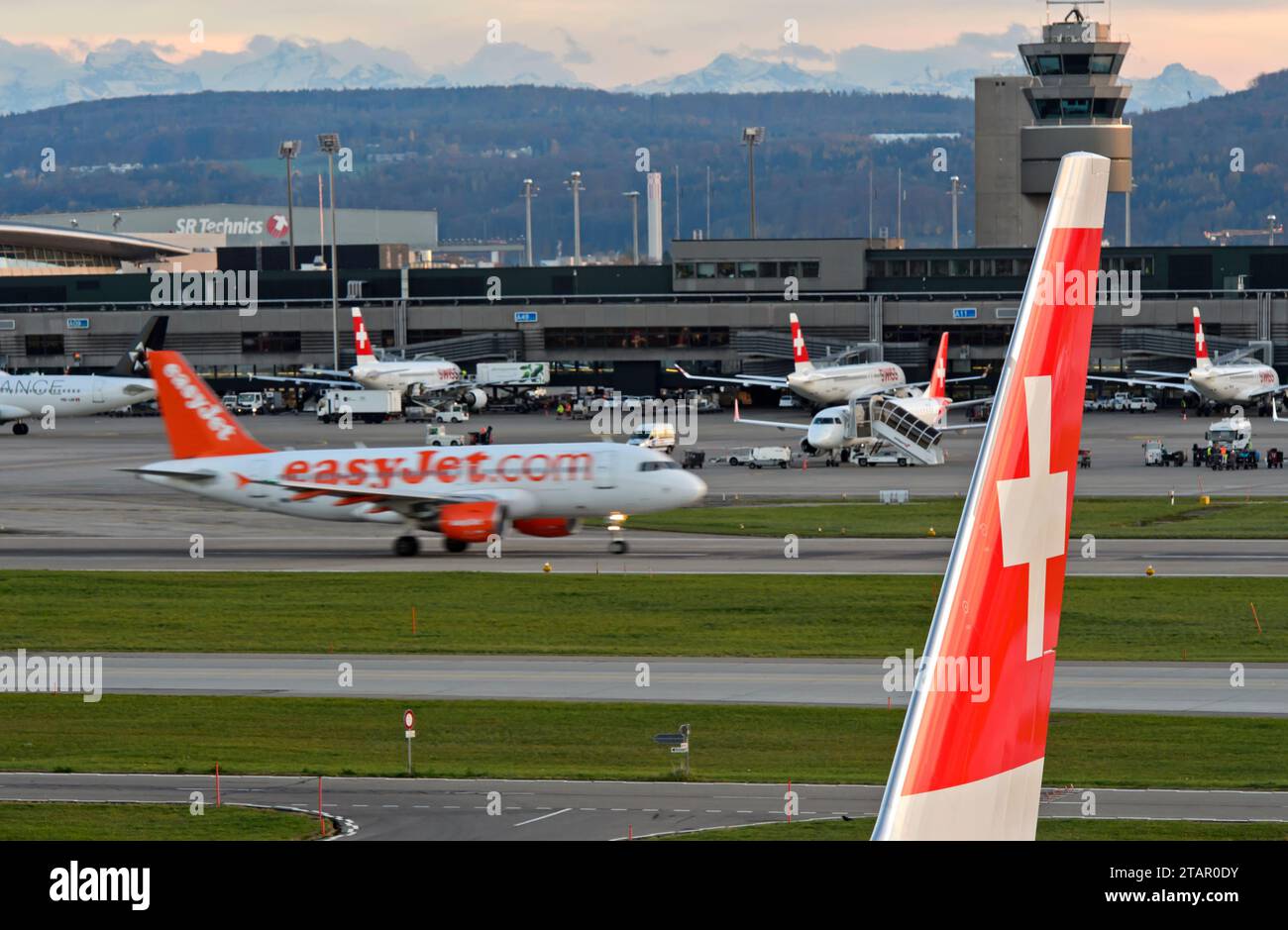 Vertical tail of an Airbus of the airline Swiss International Air Lines ...