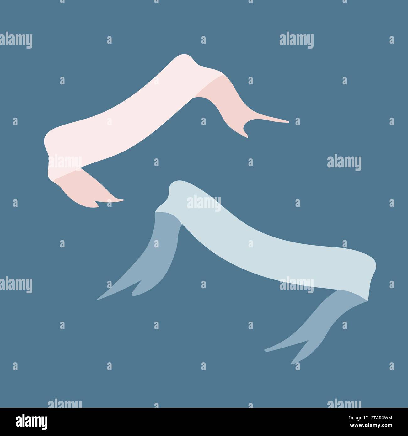 Vector illustration of two blue and pink ribbons Stock Vector Image ...