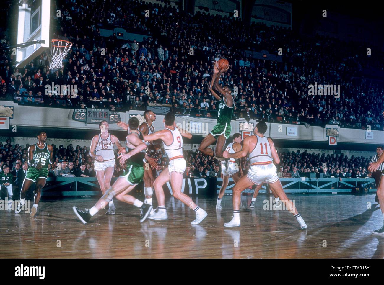 PHILADELPHIA, PA - DECEMBER 12: Bill Russell #6 of the Boston Celtics ...