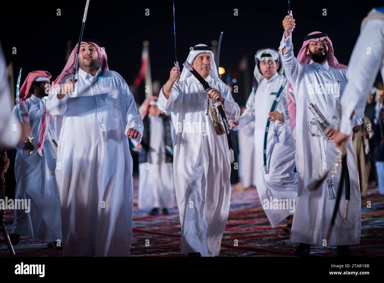 Doha, Qatar, December 18,2017 : The sword dance called the "ardha" at ...