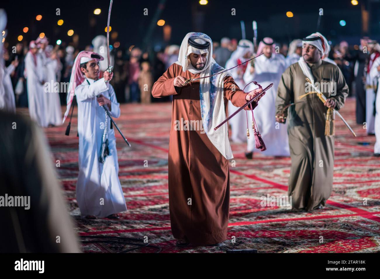 Doha, Qatar, December 18,2017 : The sword dance called the "ardha" at ...