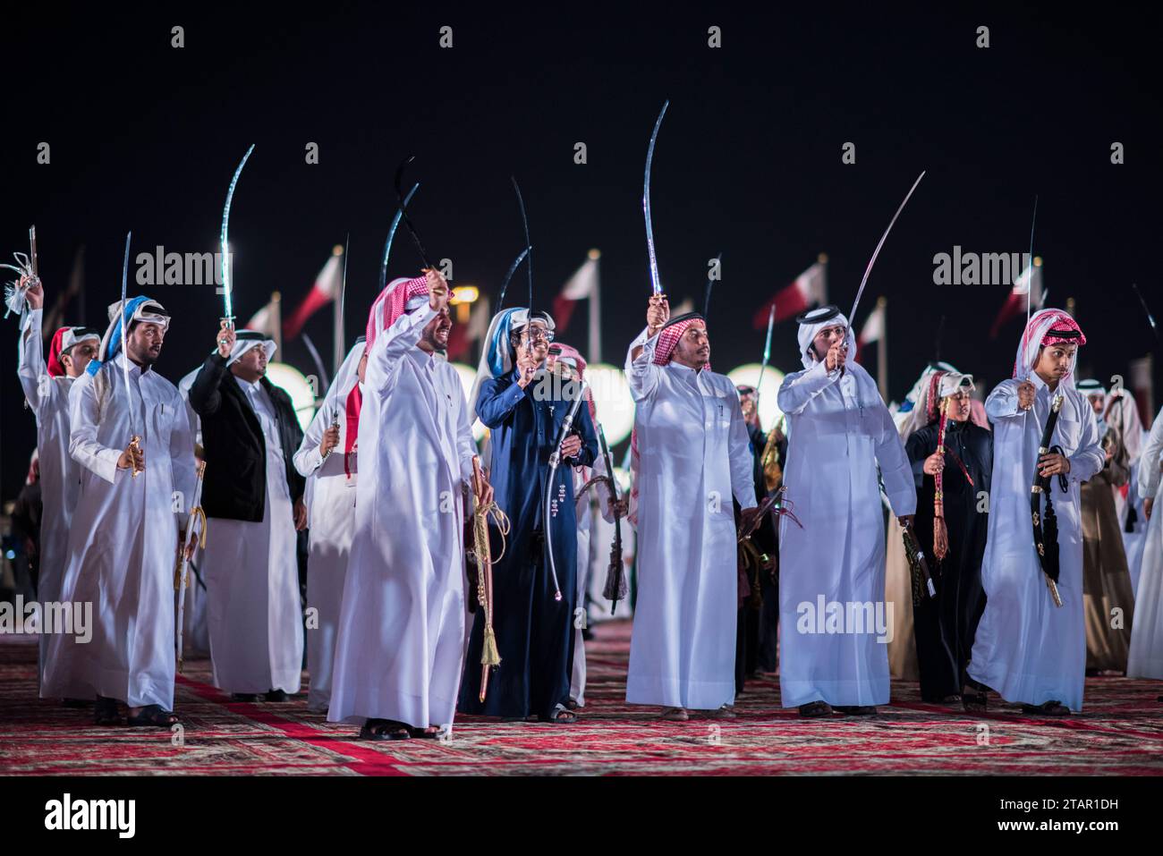 Doha, Qatar, December 18,2017 : The sword dance called the "ardha" at ...
