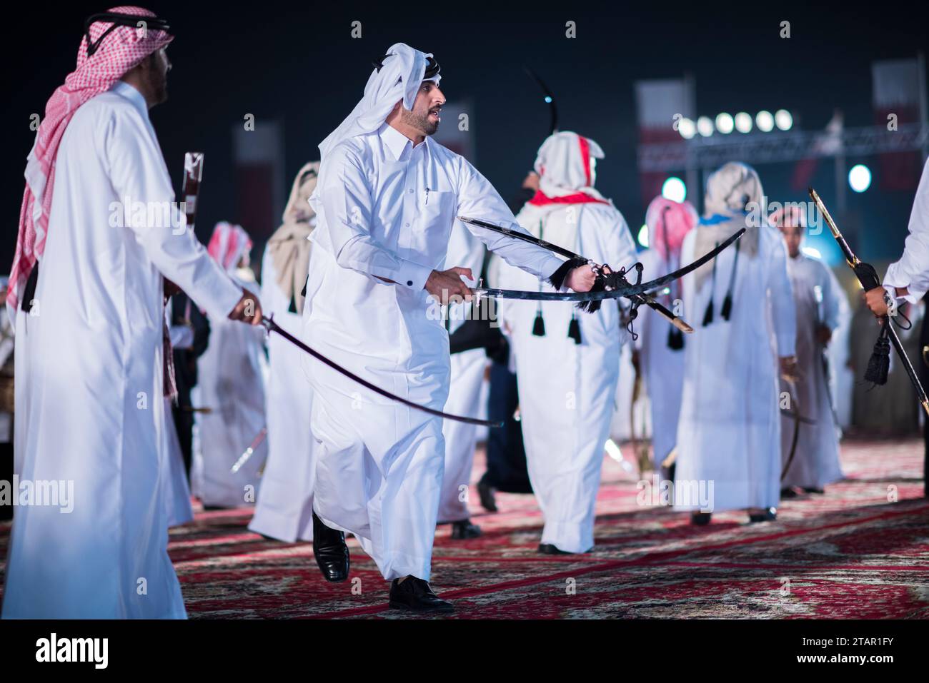 Doha, Qatar, December 18,2017 : The sword dance called the "ardha" at ...