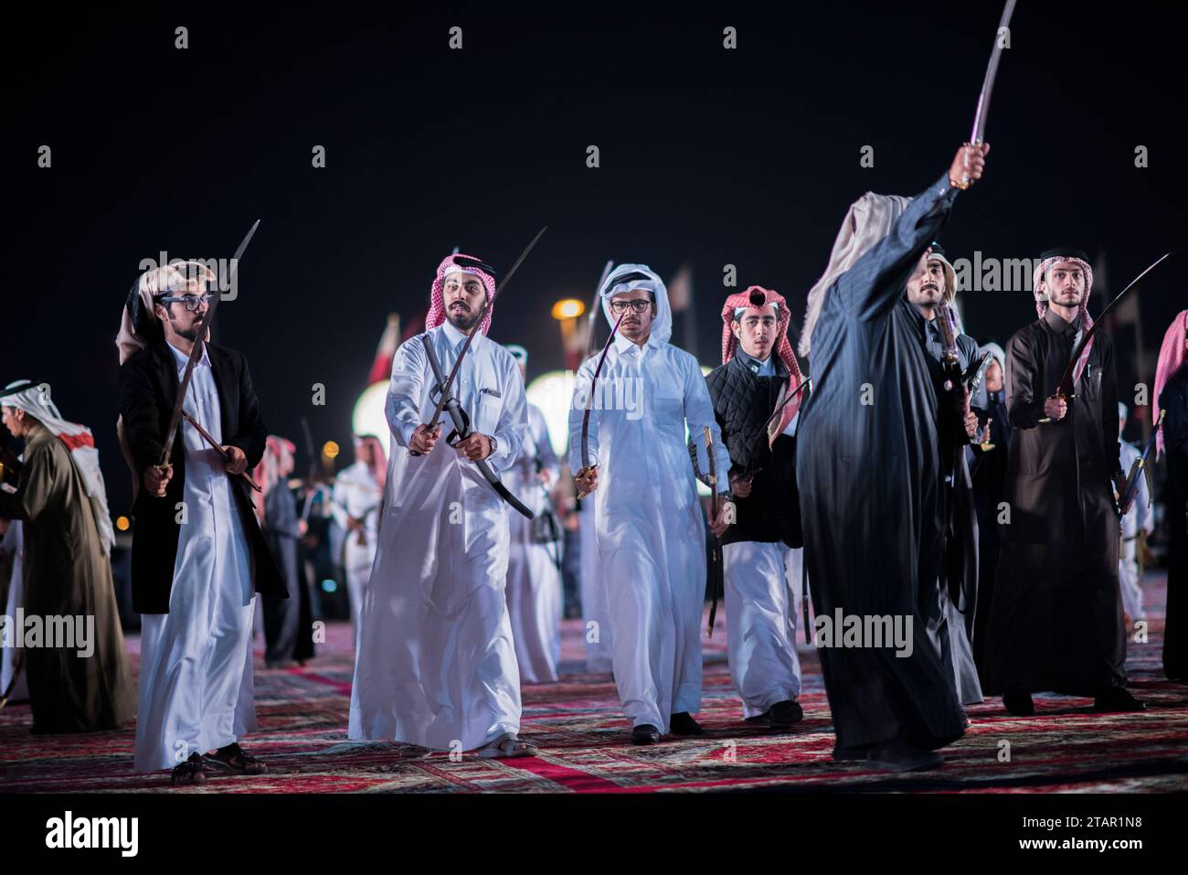 Doha, Qatar, December 18,2017 : The sword dance called the "ardha" at ...