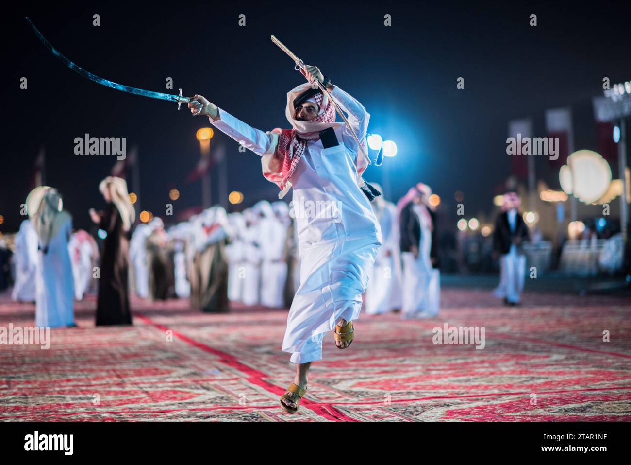 Doha, Qatar, December 18,2017 : The sword dance called the "ardha" at ...