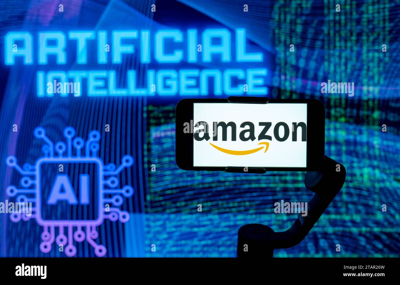 In this photo illustration, the logo of Amazon is seen displayed on a ...