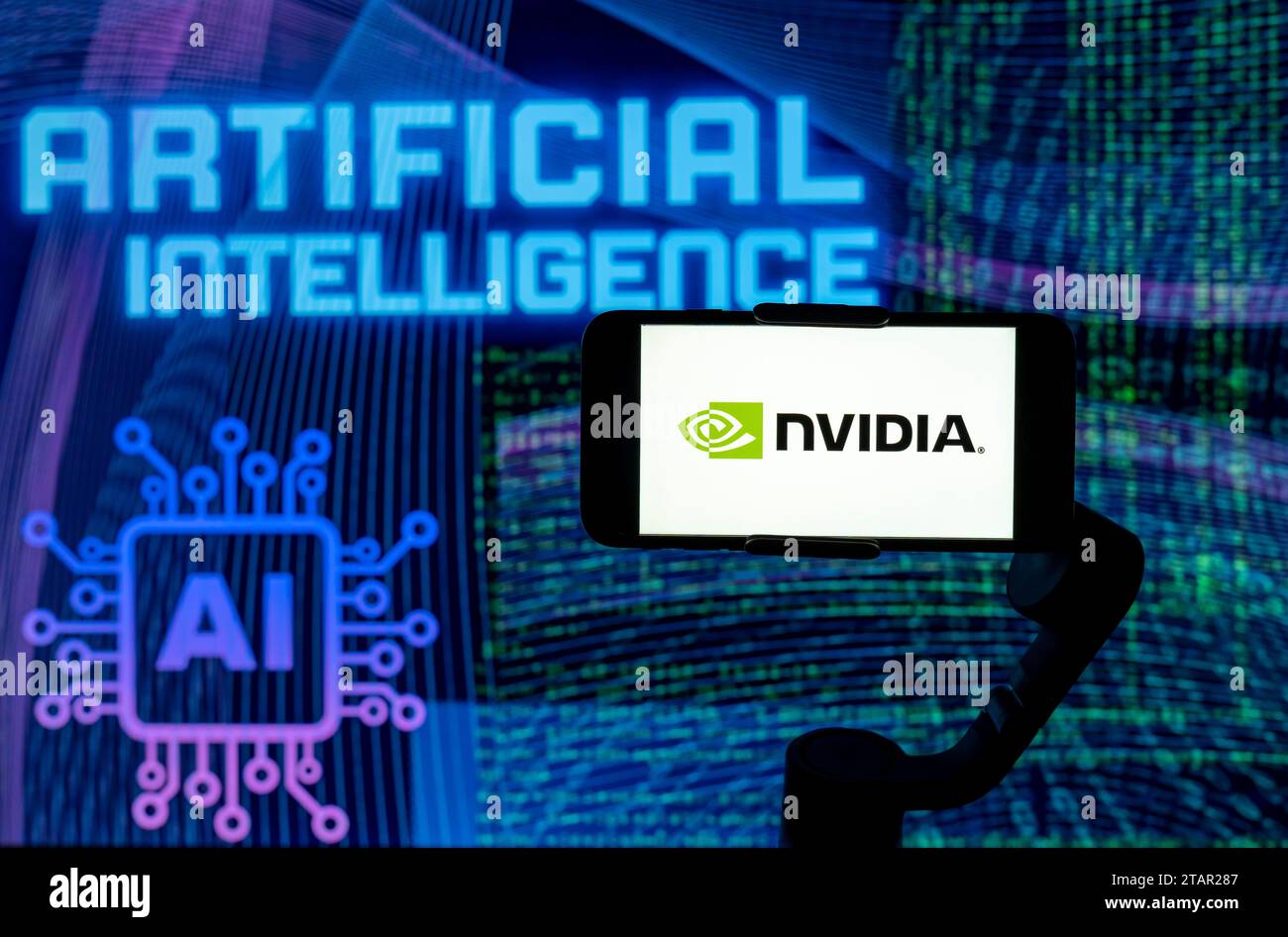 In this photo illustration, the logo of Nvidia is seen displayed on a ...