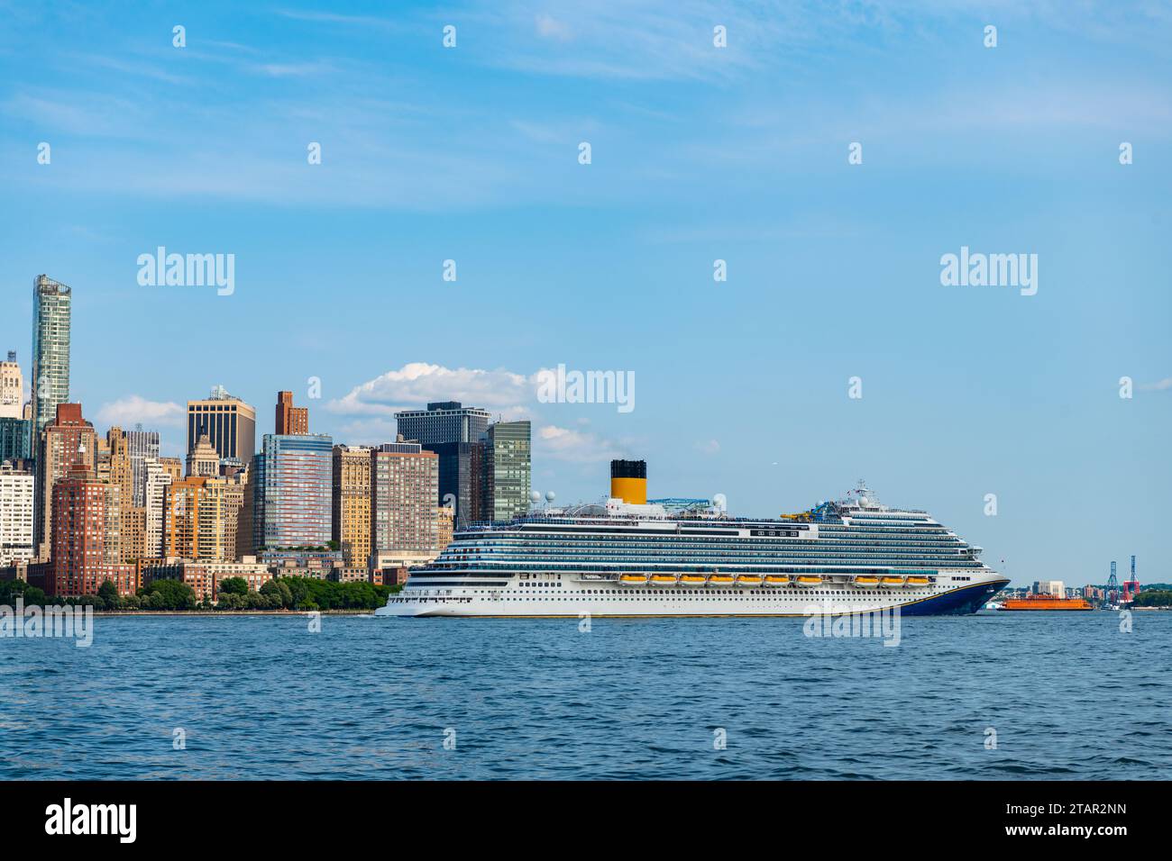 Cruise ship New York. Skyline of New York Manhattan cruising on the ...