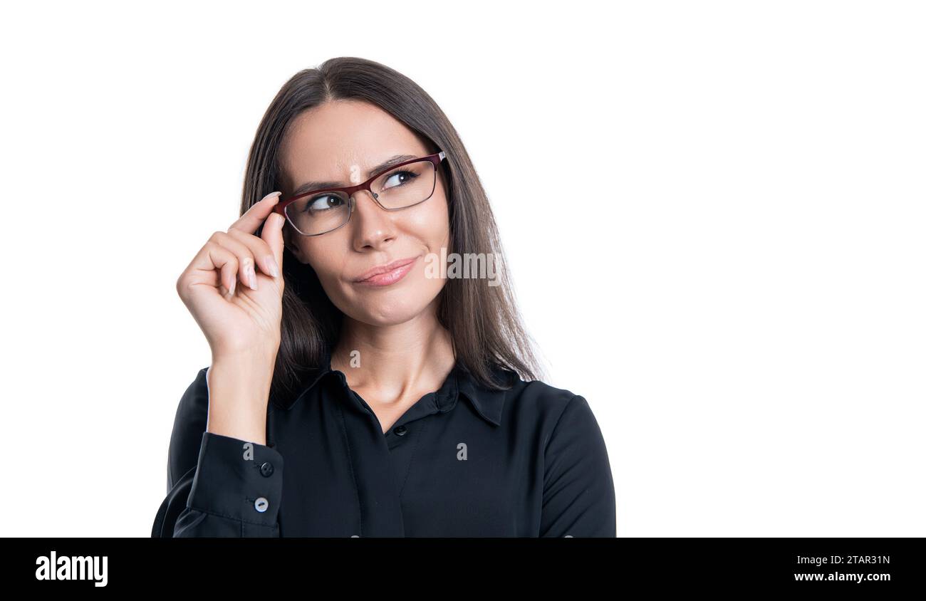 pondering business woman boss is strong leader. Successful business ...