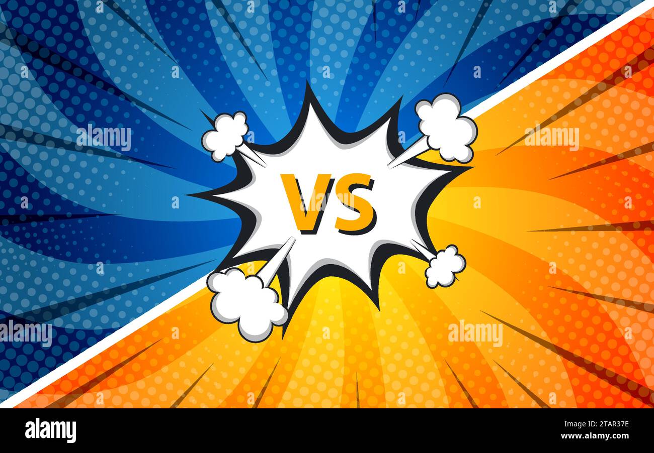 Versus with background in flat comic style design with halftones ...