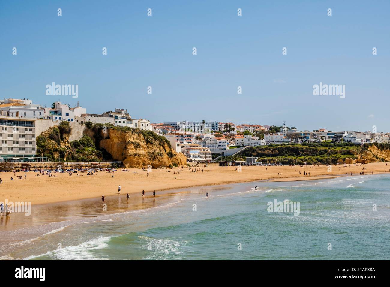Awesome view of Albufeira Beach, panoramic view, blue sky, turistic and ...