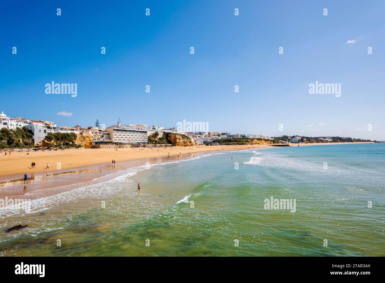 Awesome view of Albufeira Beach, panoramic view, blue sky, turistic and ...