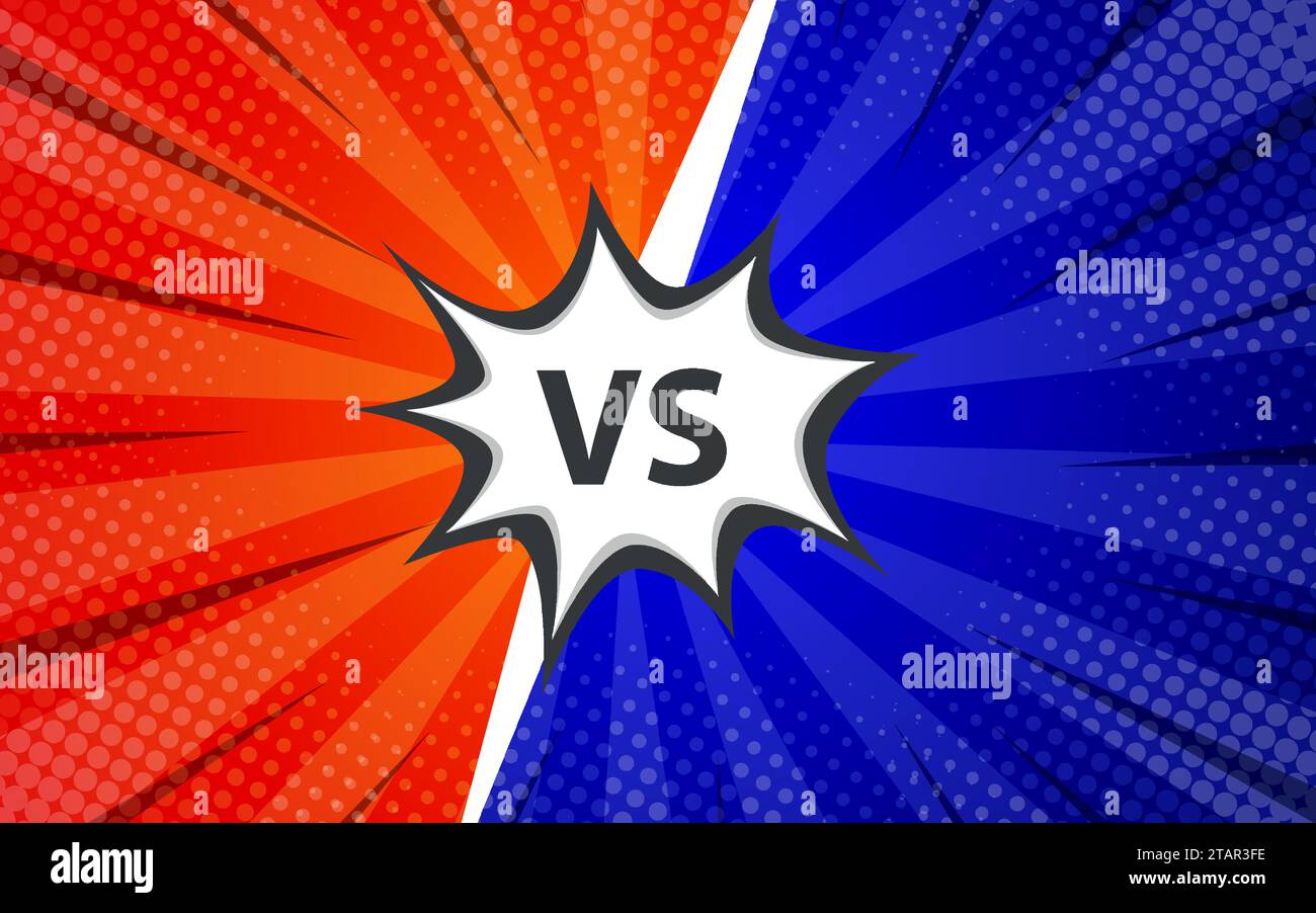 Versus with background in flat comic style design with halftones ...