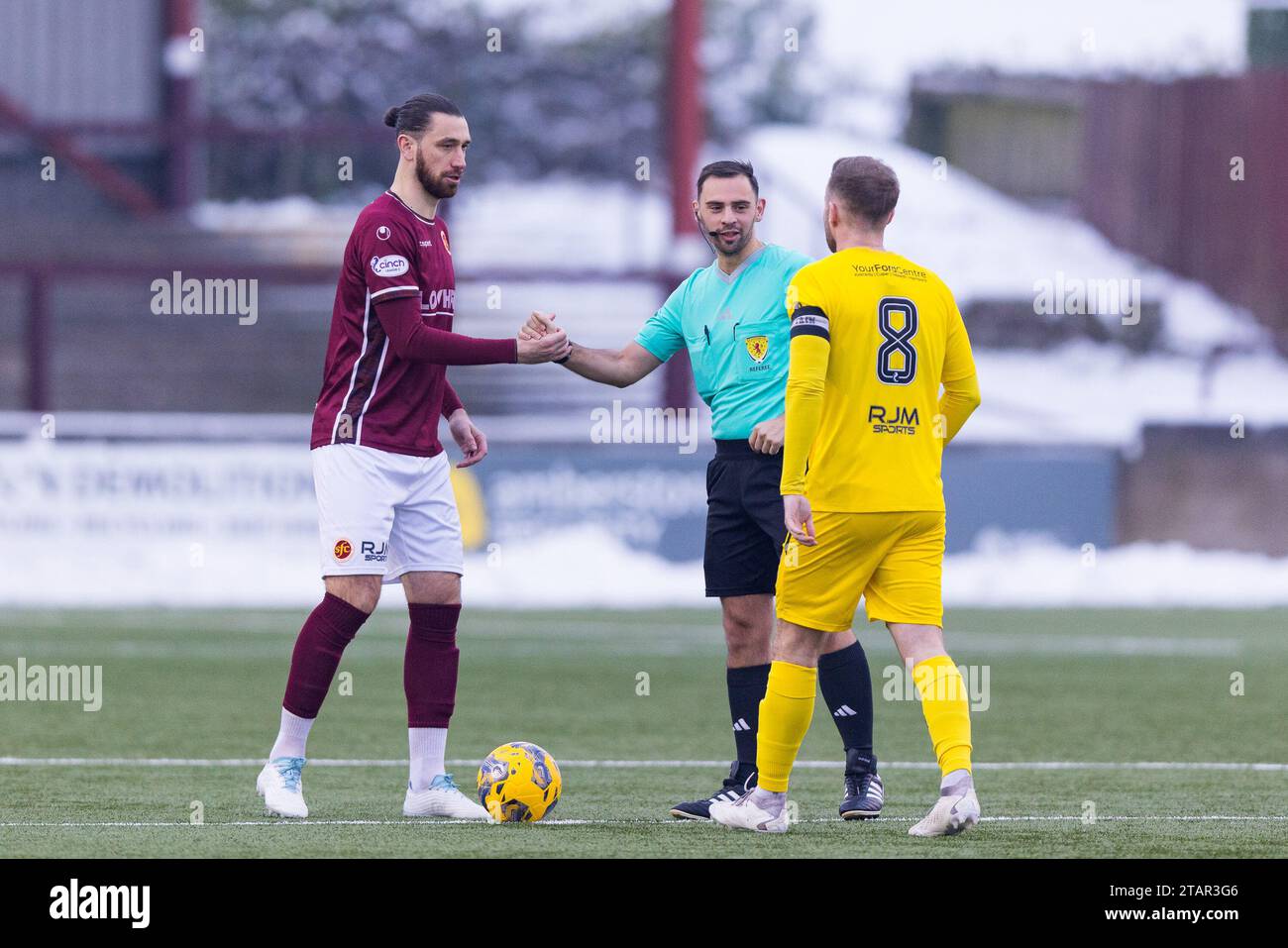 Stenhousemuir, Scotland. 02 December 2023. Colin Whyte takes charge of ...