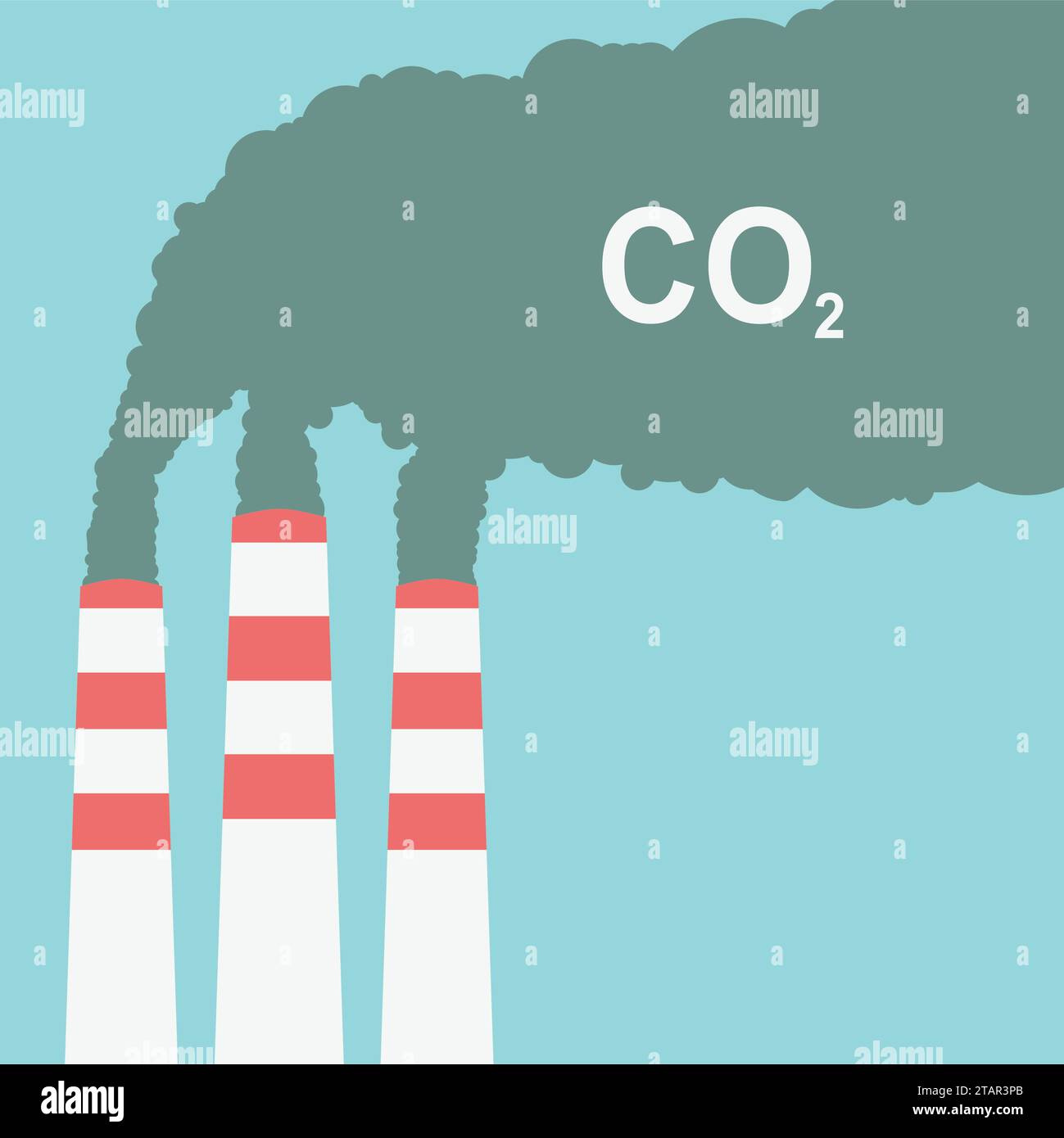 Factory or power plant emitting smoke. Smoking factory concept in Flat ...