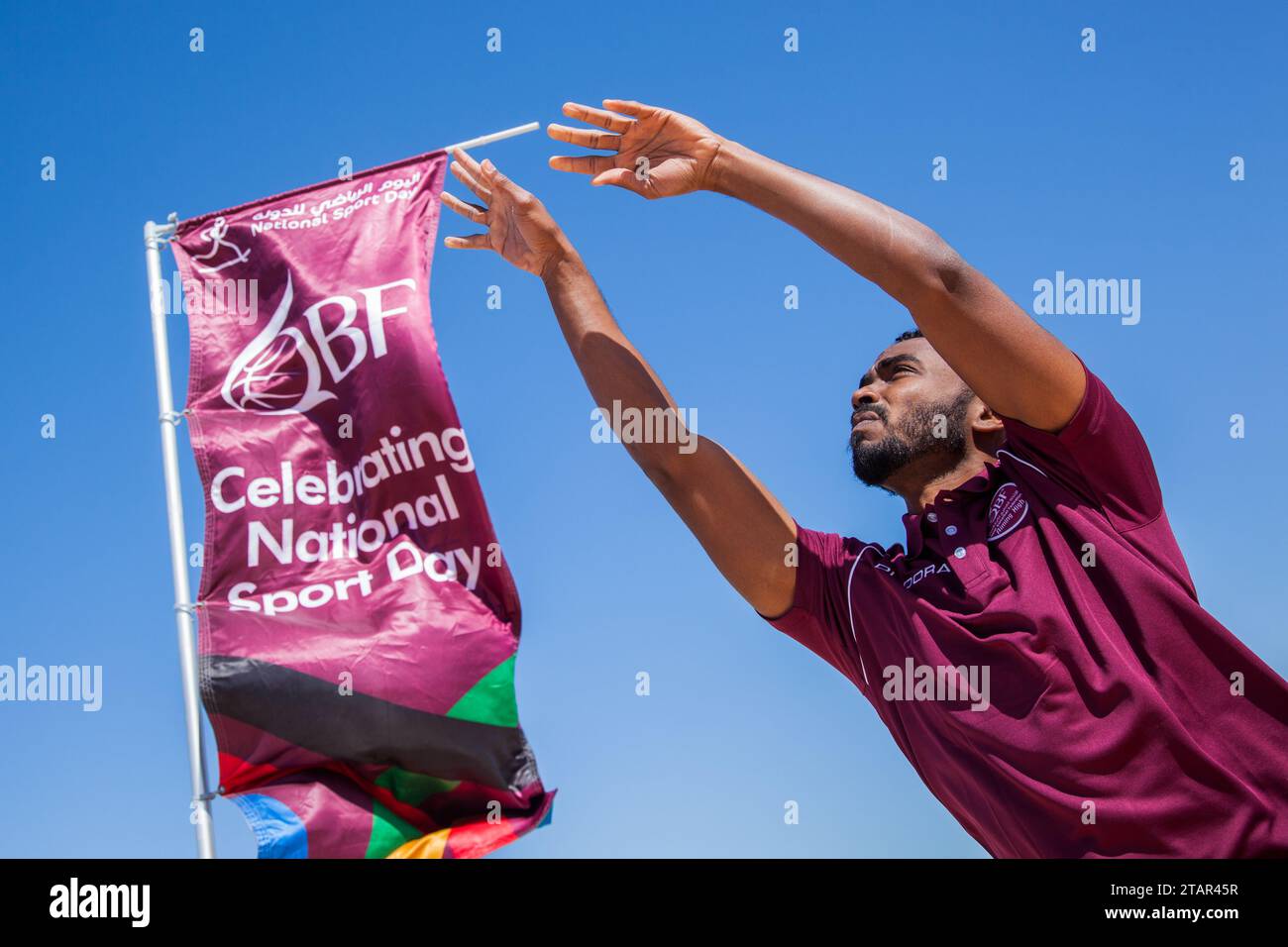 Doha ,Qatar-February 14,2016 : Local people enjoy basketball at an ...
