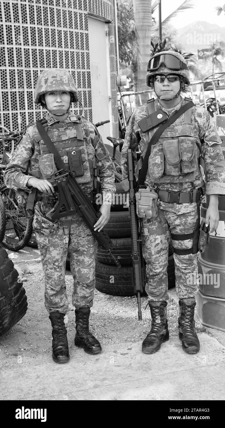 Acapulco, Mexico - May 12, 2019: army military soldiers officers in ...
