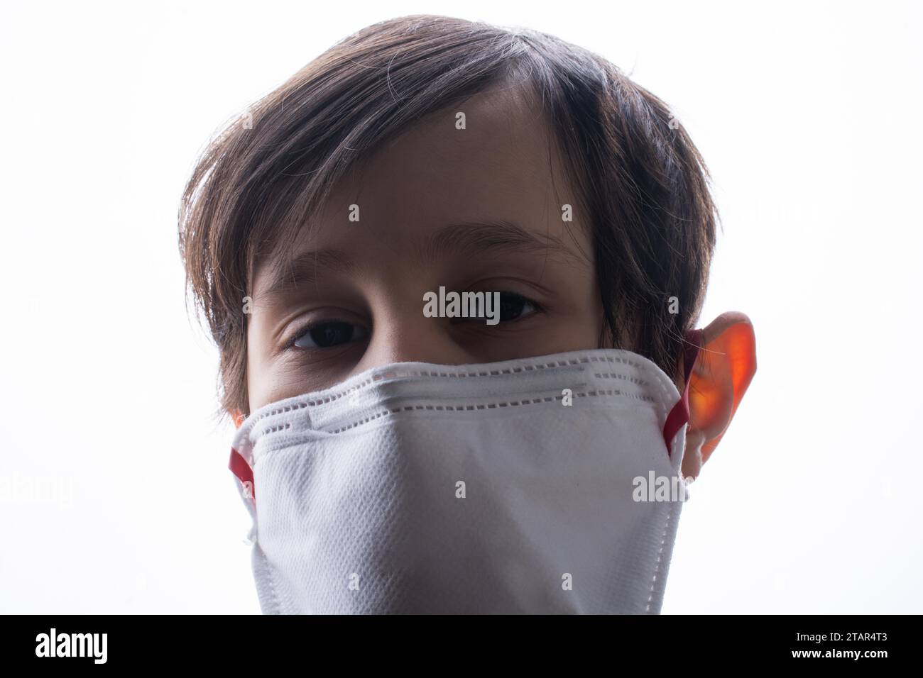 Kid wear health masks to prevent virus and germs. Disease protection ...