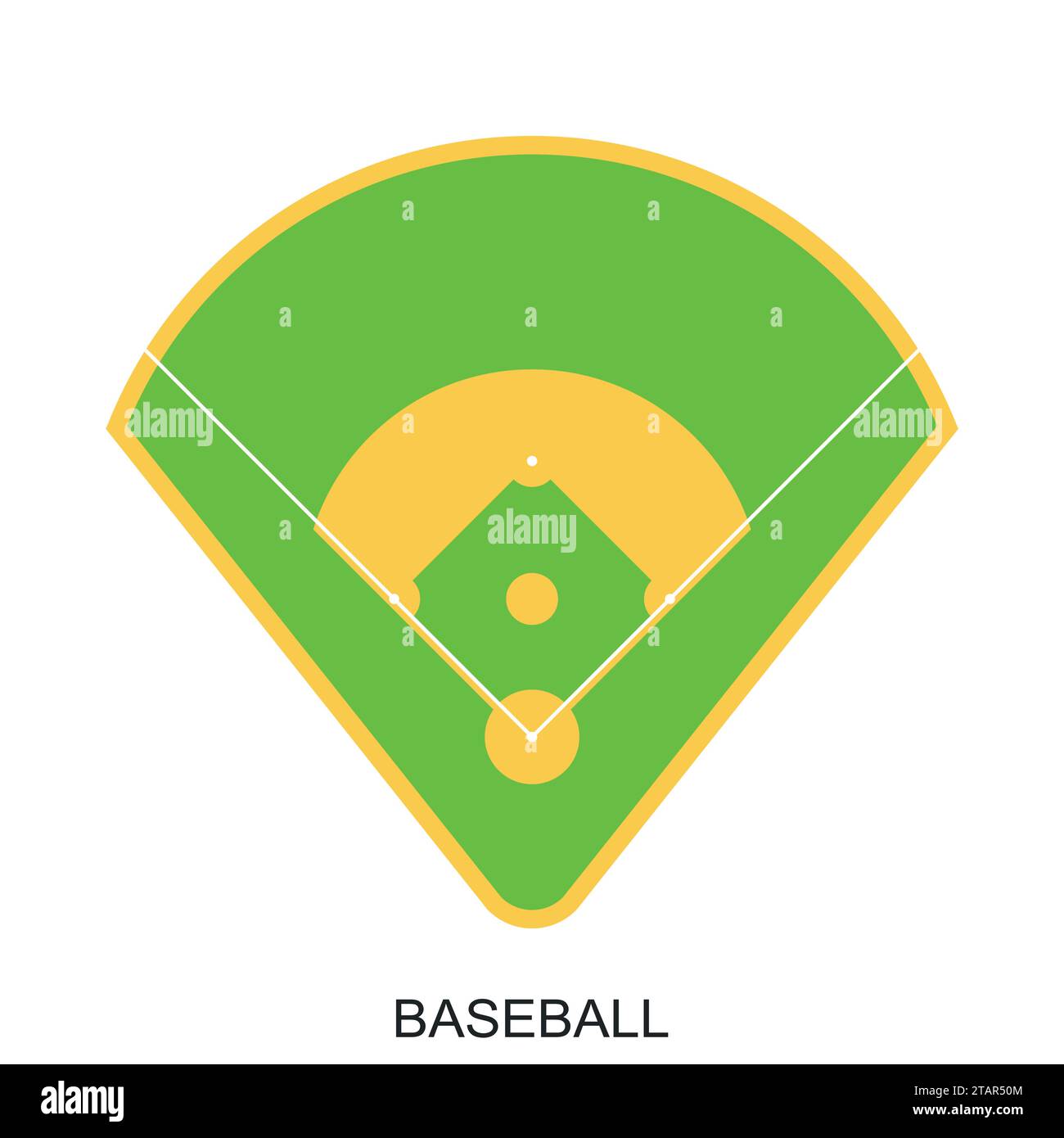 Baseball field icon. Green grass game baseball play stadium in flat ...