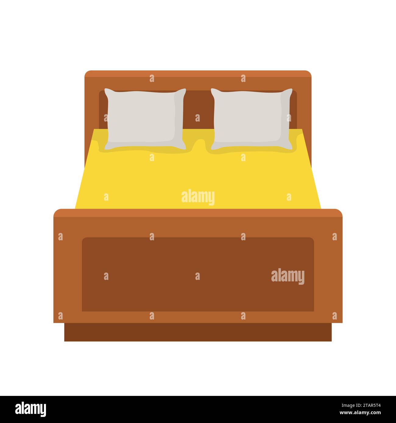 Double bed with a pillows and sheet isolated on white background ... Double bed with a pillows and sheet isolated on white background ...