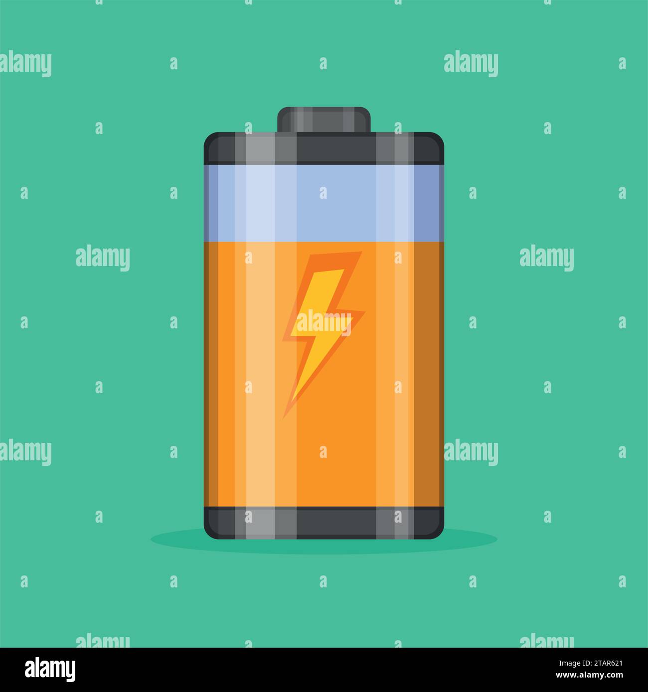 Battery level indicator vector icon in flat style. Glossy transparent ...