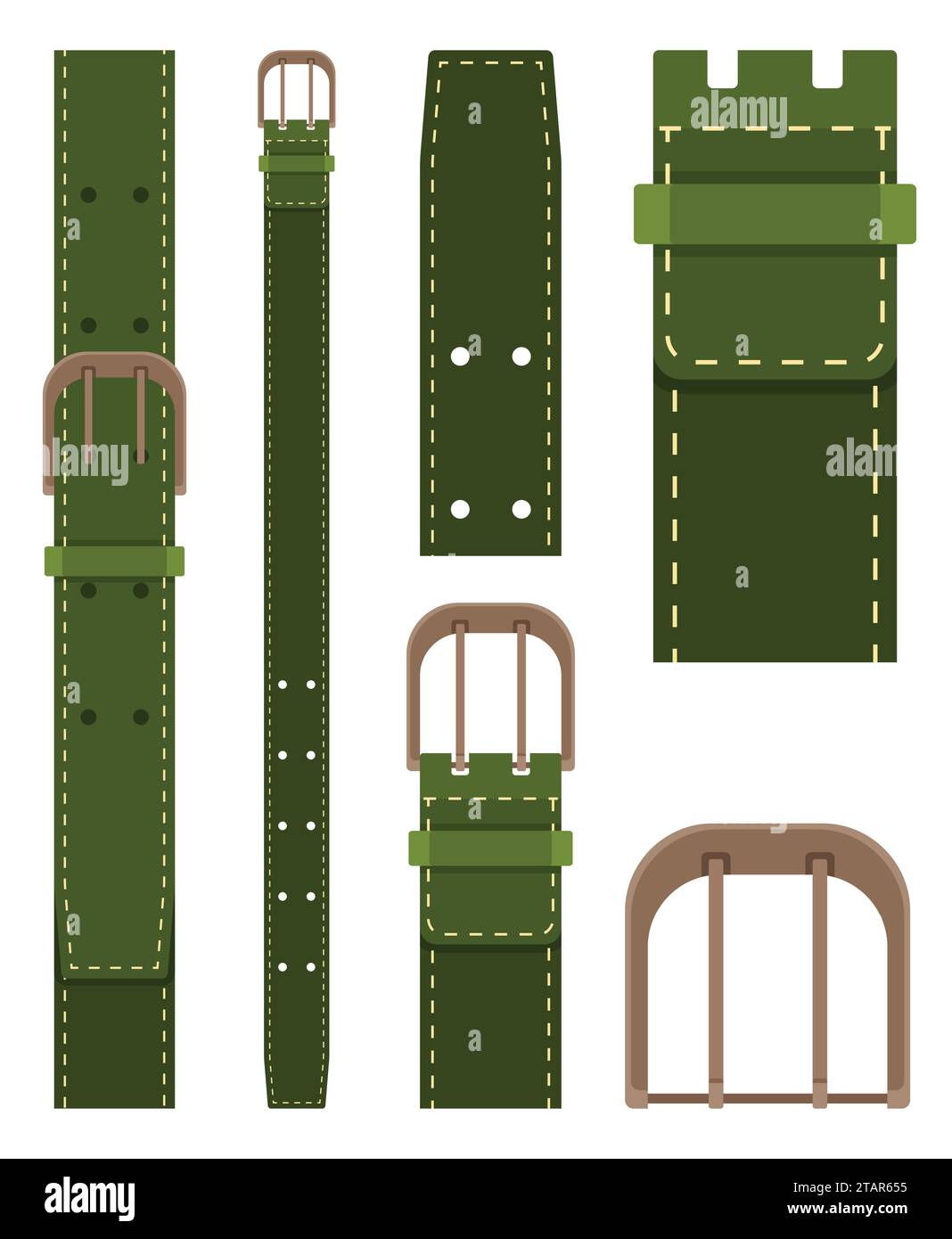 Green belt with buckle isolated on white background. Element of ...