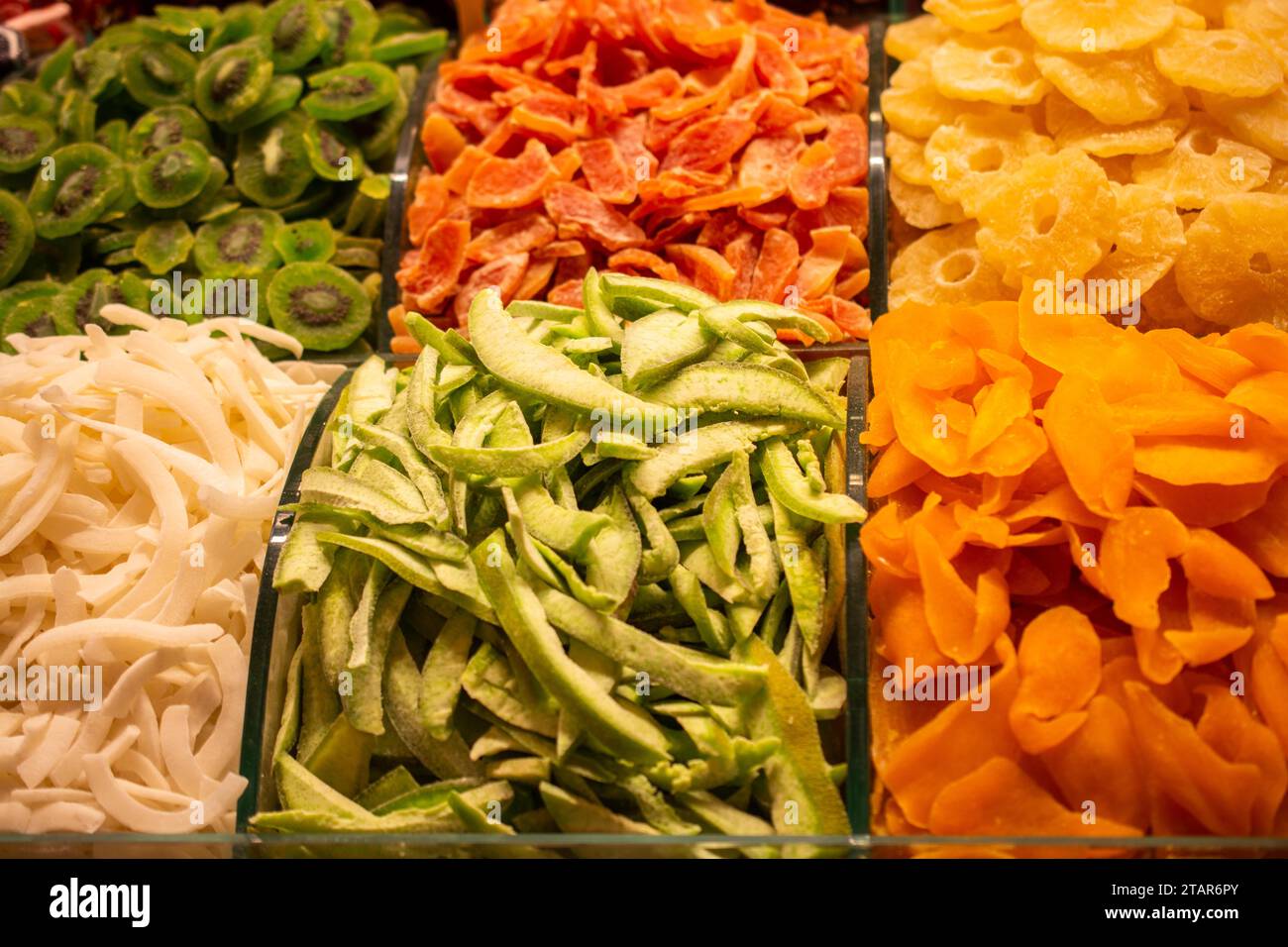 Various dried Fruit as snacks in a Bazaar Stock Photo - Alamy