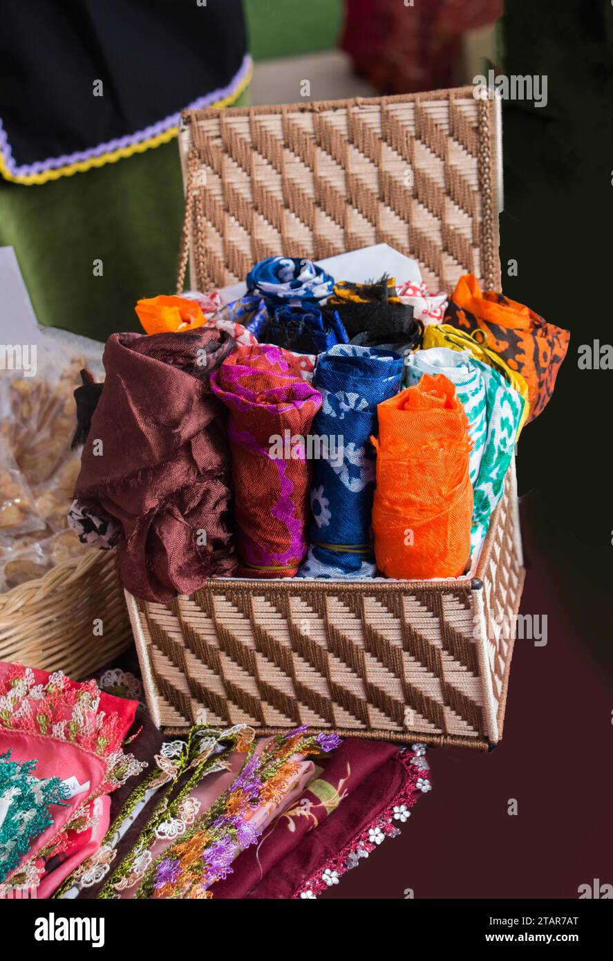 Examples of colorful fabric of various color and type Stock Photo - Alamy