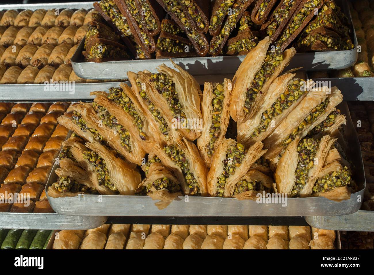 Turkish traditional national desserts Baklava as background Stock Photo ...