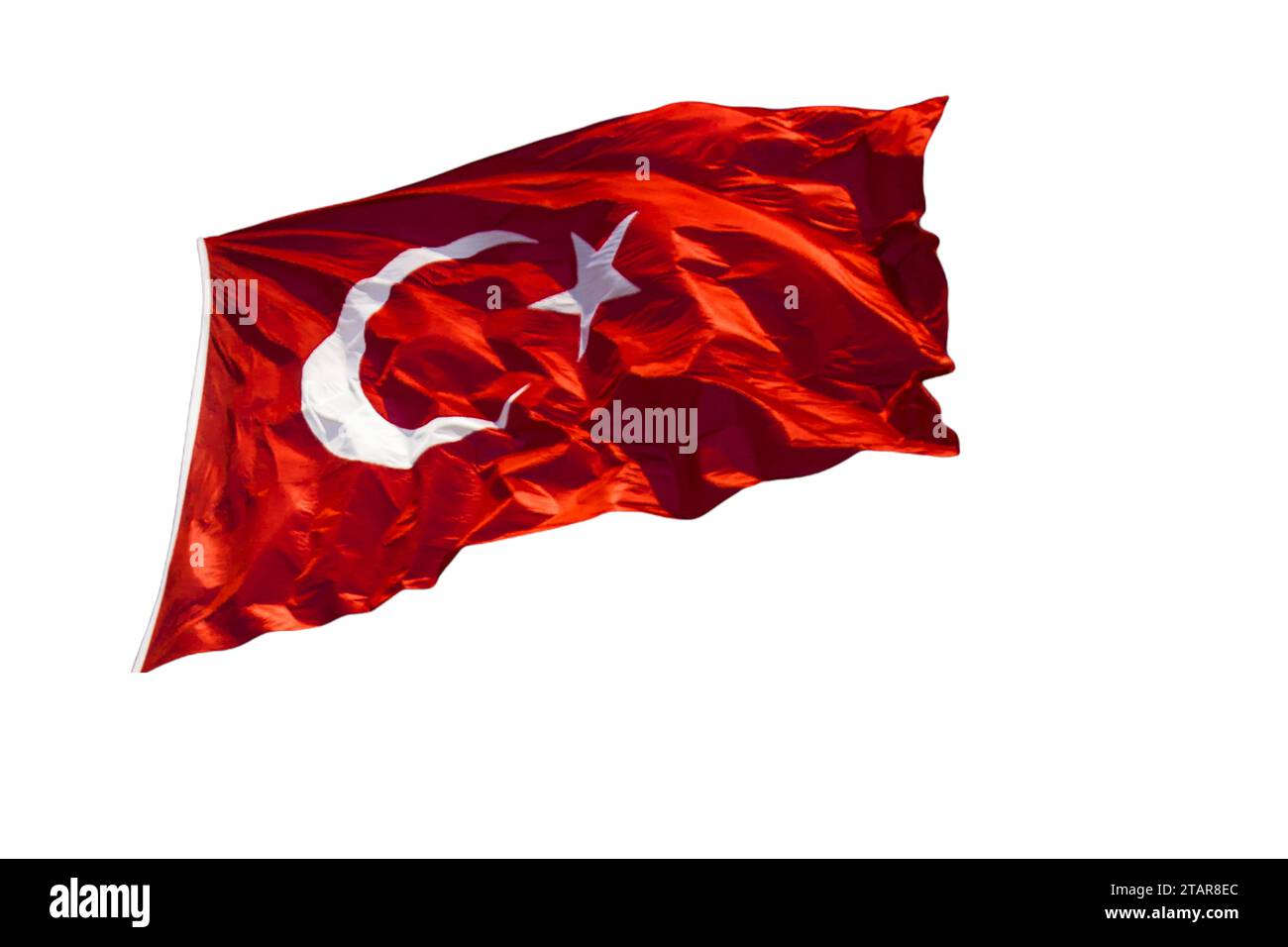 National Flag Republic of Turkey. White crescent moon and star on red ...