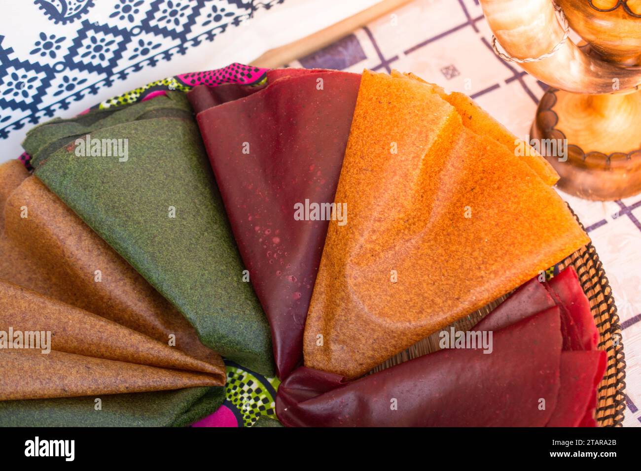 Georgian style dried fruit pulp as snack food Stock Photo - Alamy
